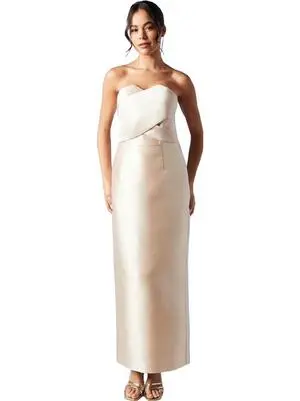 Coast Bandeau Twill Bridesmaids Dress With Bow Back - Champagne