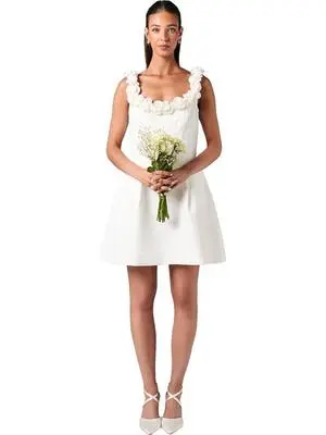 Coast Square Neck 3d Flower Mini Dress - Ivory