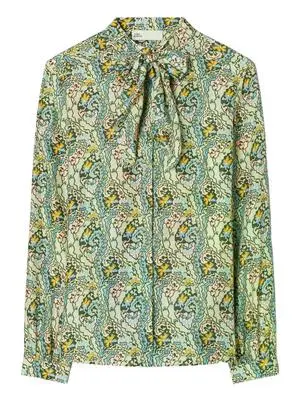 TORY BURCH Paisley-Print Bow Blouse