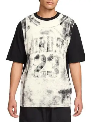 JORDAN Allover Print Oversize Graphic T-shirt - Black/sail