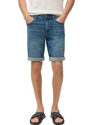 Mango Slim-fit Denim Bermuda Shorts - Dark Blue