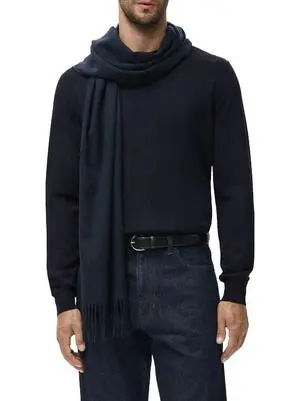 Mango Crewneck Wool Sweater Navy