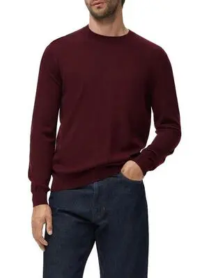 Mango Crewneck Wool Sweater Wine