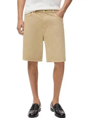 Mango Relaxed Fit Denim Bermuda Shorts - Beige