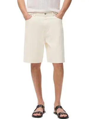 Mango Relaxed Fit Denim Bermuda Shorts - Off White
