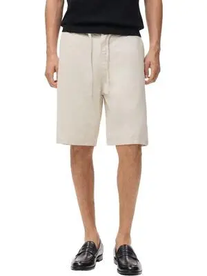 Mango Cotton & Linen Bermuda Shorts - Ecru