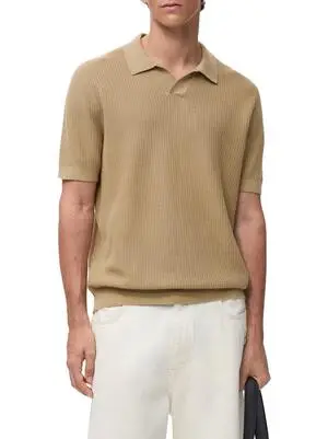 Mango Rib Johnny Collar Polo - Beige