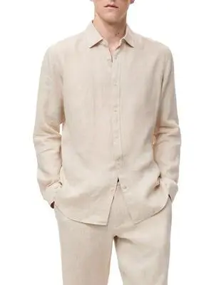 MANGO Classic Fit Linen Button-up Shirt