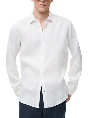 Mango Classic Fit Linen Button-up Shirt - White
