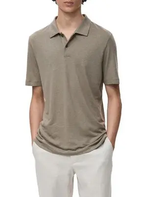 MANGO Slim Fit Linen Blend Jersey Polo