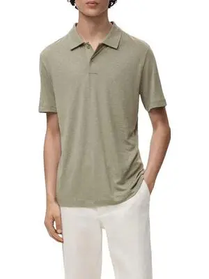 Mango Slim Fit Linen Blend Jersey Polo - Medium Green