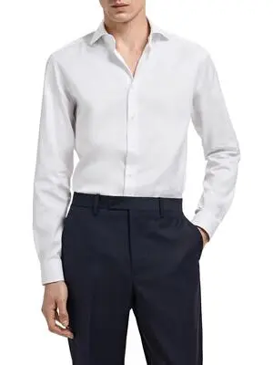 Mango Slim Fit Cotton Button-up Shirt - White