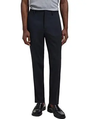 Mango Slim Fit Flat Front Trousers - Dark Navy