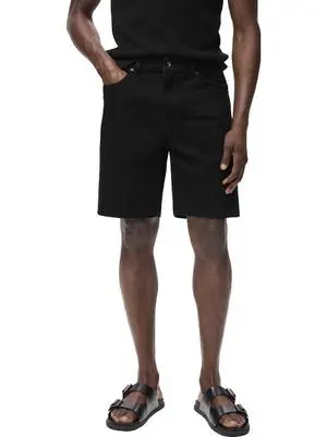 Mango Regular Fit Denim Bermuda Shorts - Black Denim
