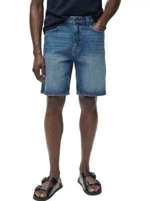 Mango Regular Fit Denim Bermuda Shorts - Dark Blue