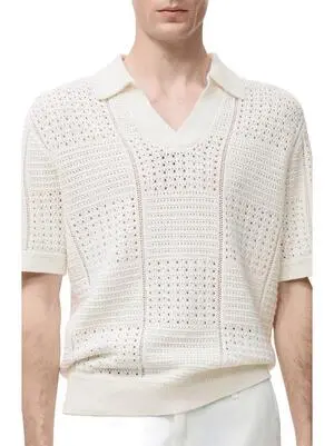 MANGO Openwork Johnny Collar Polo