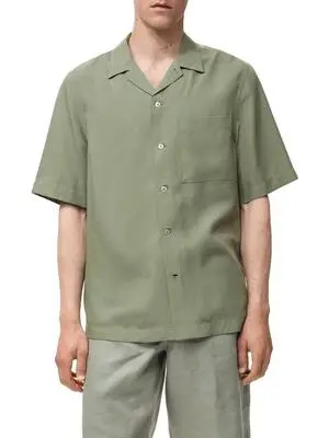 Mango Regular Fit Short Sleeve Tencel™ Lyocell Button-up Shirt - Mint Green