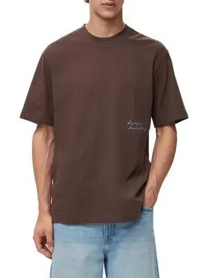Mango Relaxed Fit Graphic T-shirt - Brown