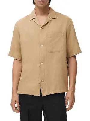 Mango Regular Fit Camp Shirt - Beige