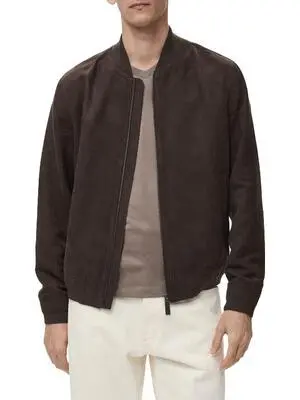 Mango Faux Suede Bomber Jacket - Chocolate