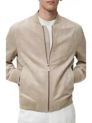 Mango Faux Suede Bomber Jacket - Grey