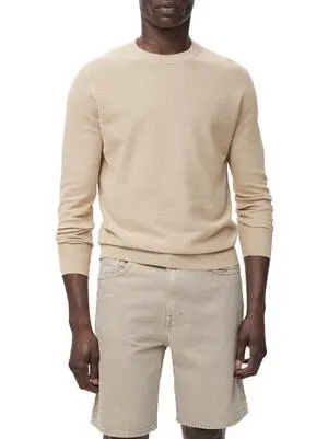 Mango Crewneck Piqué Sweater - Beige