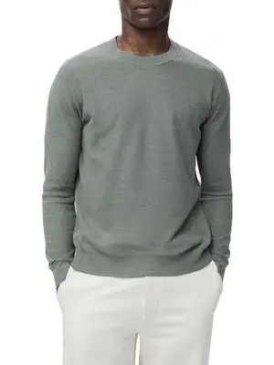 Mango Crewneck Piqué Sweater - Forest Green