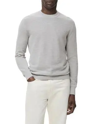 Mango Crewneck Piqué Sweater - Medium Heather Grey
