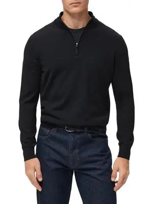 Mango Perkins Wool Quarter Zip Sweater - Black