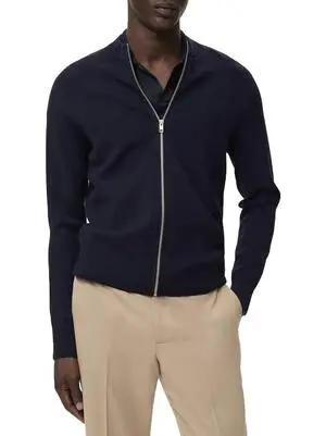 Mango Crewneck Zip Cardigan - Navy