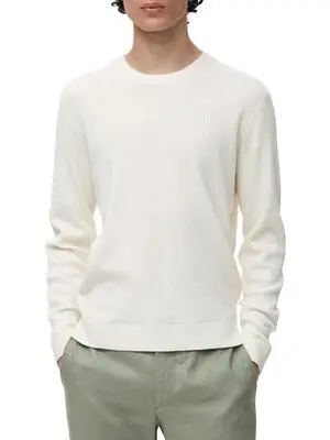 Mango Regular Fit Crewneck Ribbed Sweater - Off White