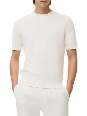 Mango Textured Cotton Knit T-shirt - Off White