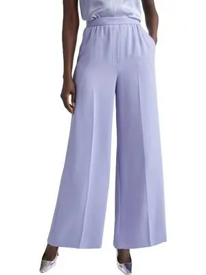 St. John Satin Back Crepe Wide Leg Pants - Iris