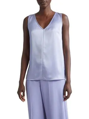 St. John Liquid Satin V-neck Tank - Iris