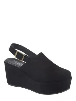 Cordani Jules Slingback Platform Wedge Clog - Black Suede