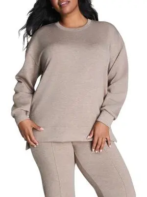 Spanx Air Essentials Brushed Crewneck Top Birch Heather