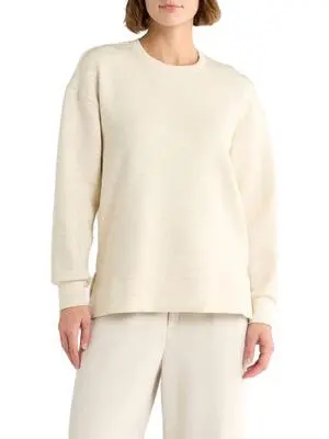 Spanx Air Essentials Brushed Crewneck Top - Heather Cream