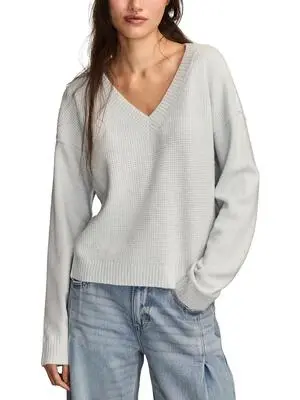 Lucky Brand Waffle Knit V-Neck Pullover Skywriting
