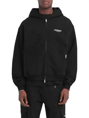 REPRESENT Owners' Club Script Graphic Zip Hoodie - Black
