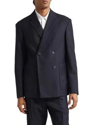 Dries Van Noten Barleys Double-breasted Wool Sport Coat - Navy