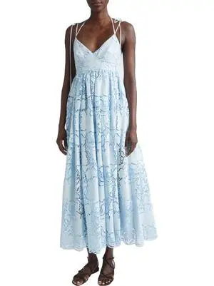 Erdem Cutwork Embroidered Dress - Dream Blue