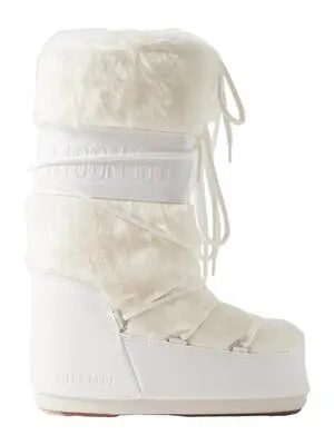 Moon Boot Icon Faux Fur And Faux Leather Snow Boots - White