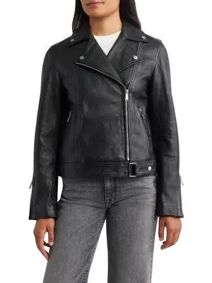 Sam Edelman Leather Moto Jacket - Black
