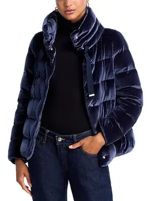Herno Velvet Quilted Short Jacket - Blue Navy