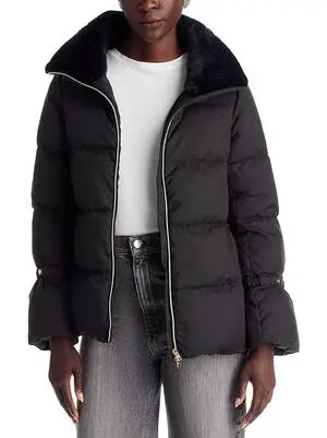 Herno Quilted Down Jacket With Faux Fur Collar - Nero