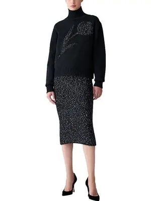 Carolina Herrera Sequined Knit Pencil Skirt - Black