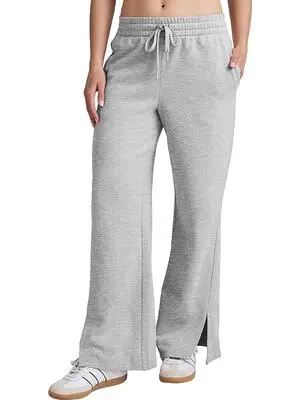 Beyond Yoga Luxefleece Side Slit Wide Leg Pants - Light Heather