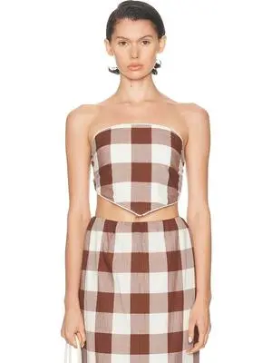 Posse Callie Tie Top - Mocha Gingham