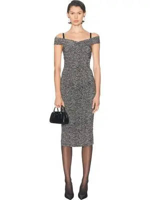 Dolce & Gabbana Off-the-shoulder Midi Dress - Grey  Black  & White