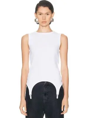 JEAN PAUL GAULTIER Lingerie Garter Ribbed Tank Top - White